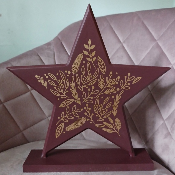 None | Accents | Nib Wooden Standing Maroongold Star Decor Mantelpiece ...